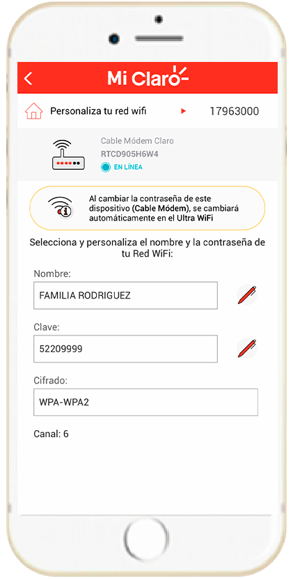 Solicitud personalización Clave WIFI - WPA - SSID