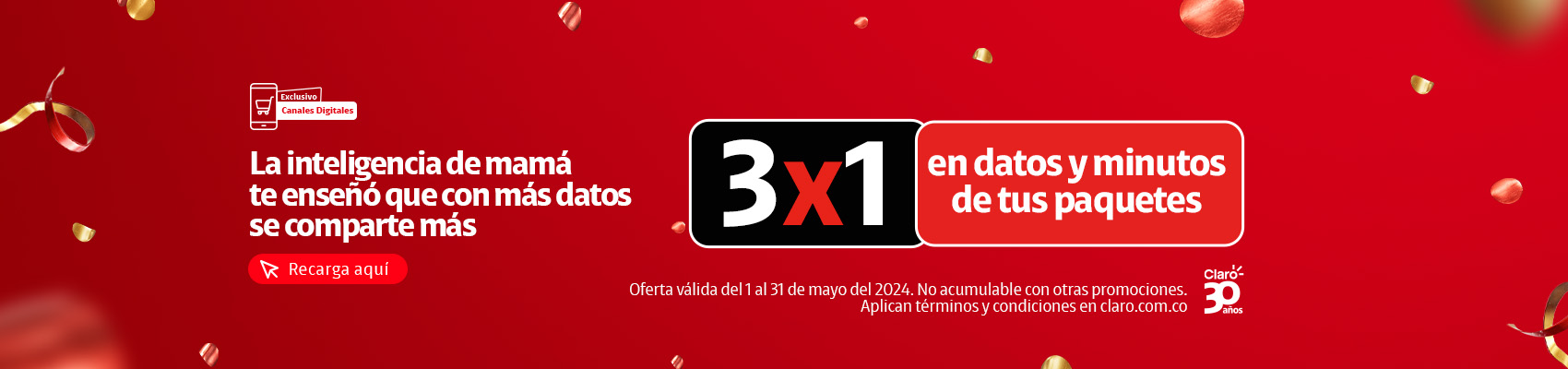 ¡Prepago Claro: Recarga en línea, datos, minutos y más!