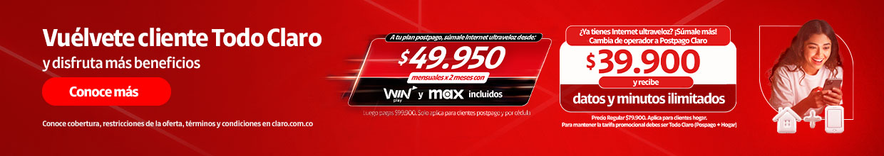 Claro Colombia: ¡Fibra, 5G, planes móviles, Hogar y más!